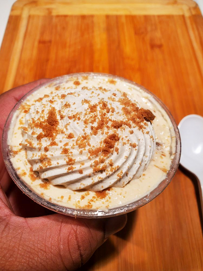 Banana pudding that would make your grandmother simultaneously proud and jealous. Comfort in a cup, topped with nostalgia.