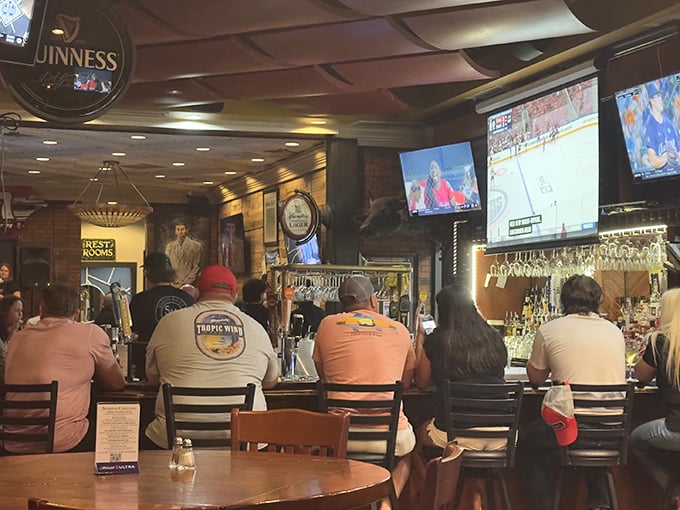 The bar area strikes that perfect balance: lively enough for a good time, but you can still hear your friends talk about how good their steak was.