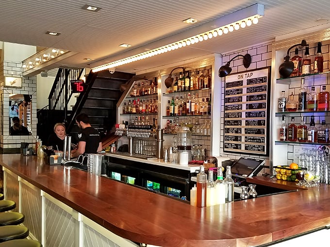 Bottles lined up like soldiers ready for flavor battle. This bar doesn't just serve drinks—it curates liquid experiences with military precision.