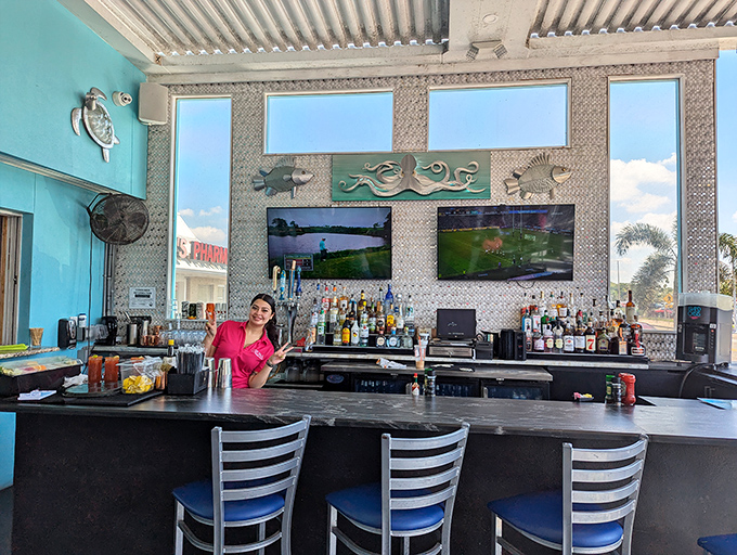 A bar that understands the importance of good lighting, cold drinks, and sea-themed decor – the trifecta of Florida dining happiness.