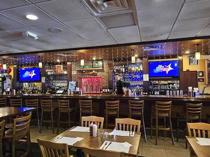 The bar area glows with promise—part sports haven, part seafood sanctuary. Where Sam Adams meets Captain Ahab.