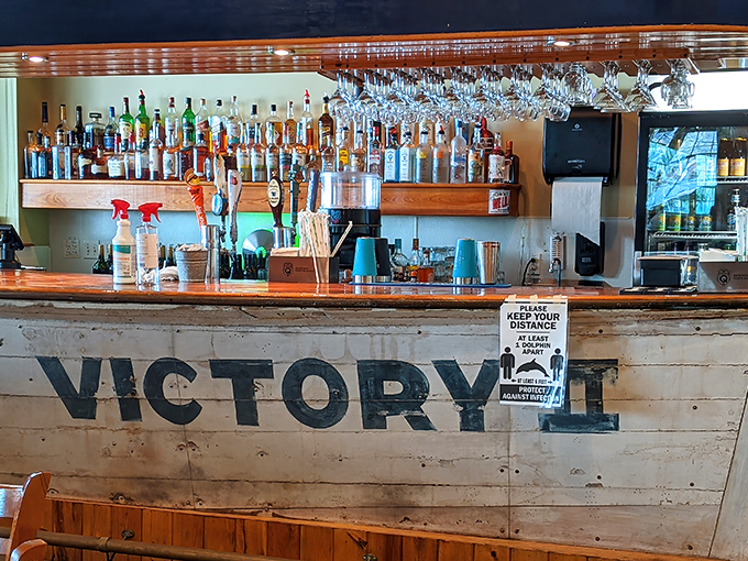 The "Victory" bar stands ready to celebrate your excellent dining choices with cocktails that complement coastal cuisine perfectly.
