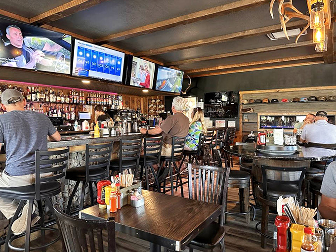 The bar area doubles as a community gathering spot. Those barrel stools have witnessed countless breakfast epiphanies and caffeine revivals. 