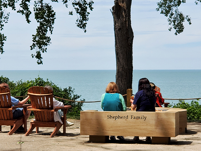 The best seat in Ohio? These Adirondack chairs offer front-row tickets to nature's greatest show—Lake Erie in all its moody glory.