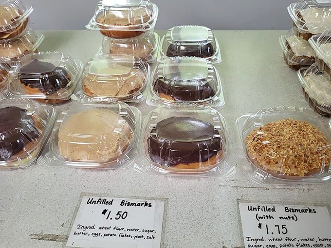 Bismarcks with and without nuts – pastry perfection that proves sometimes the simplest pleasures are the most satisfying.