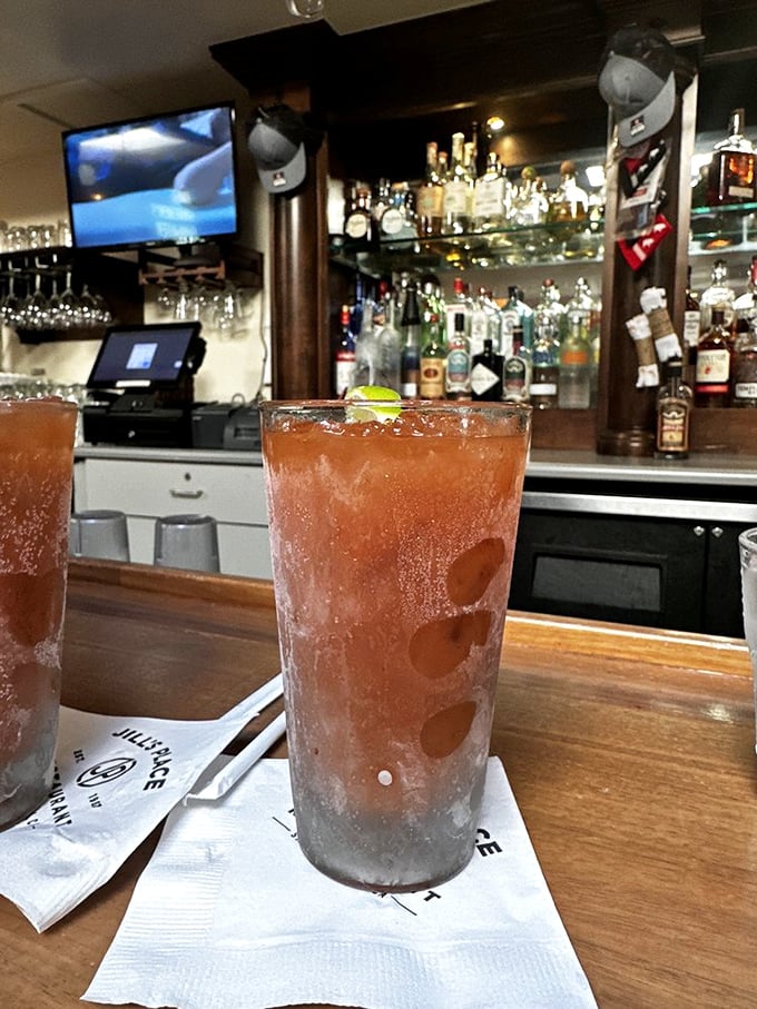 A Bloody Mary that's practically a meal in itself—the kind that makes brunch feel like a legitimate life achievement. 