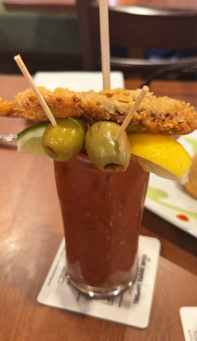 A Bloody Mary that's more like a liquid salad – the perfect brunch companion for serious food adventures.