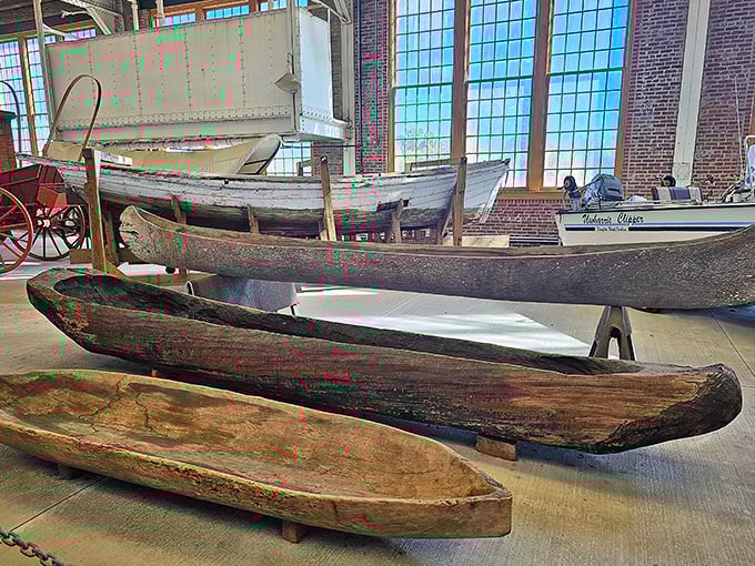 These wooden dugout canoes and early boats tell transportation stories that predate the railroad era, reminding us that North Carolina's waterways were its first highways.