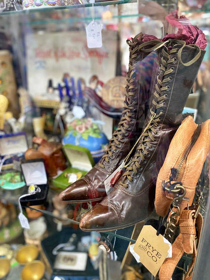 These Victorian-era boots weren't made for walking as much as for making statements – each eyelet and leather curve tells tales of cobblestone streets.