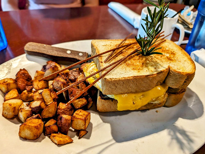 A breakfast sandwich that requires both hands, a strategic eating plan, and possibly a signed waiver from your cardiologist.
