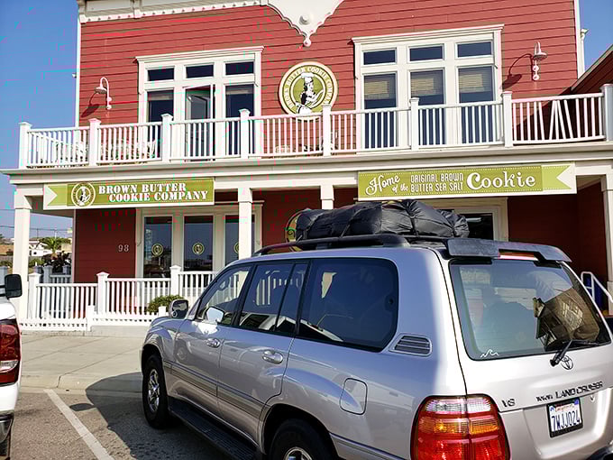 The Brown Butter Cookie Company's bright red building stands as a beacon for sweet-toothed pilgrims. Worth every mile of the journey.