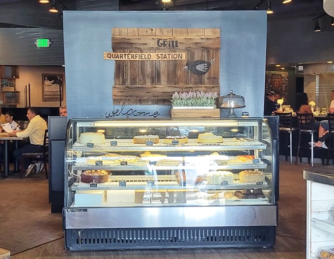 The dessert case—where willpower goes to die and "I'll just have a bite" becomes the lie we tell ourselves.