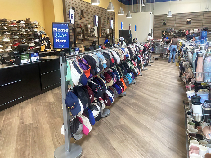 Hat collectors, rejoice! From baseball caps to sun protection, the headwear section offers solutions for bad hair days and Florida sunshine alike.