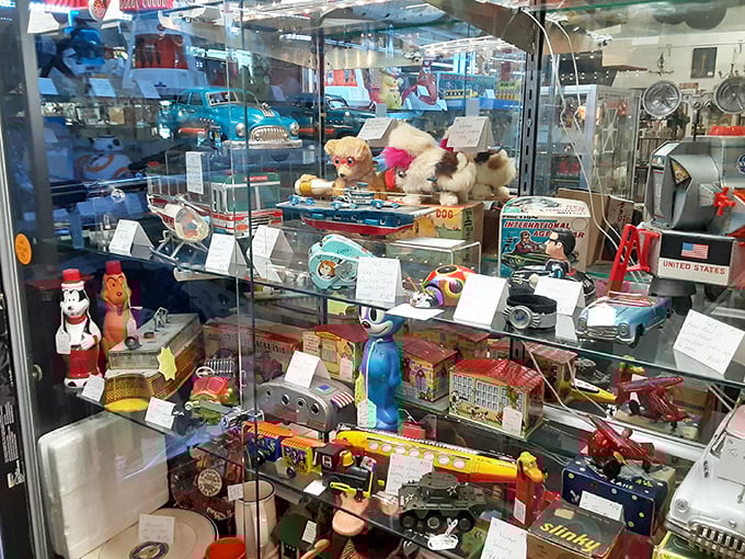 Childhood memories behind glass—vintage toys that once brought joy now bring nostalgia and considerably higher price tags.