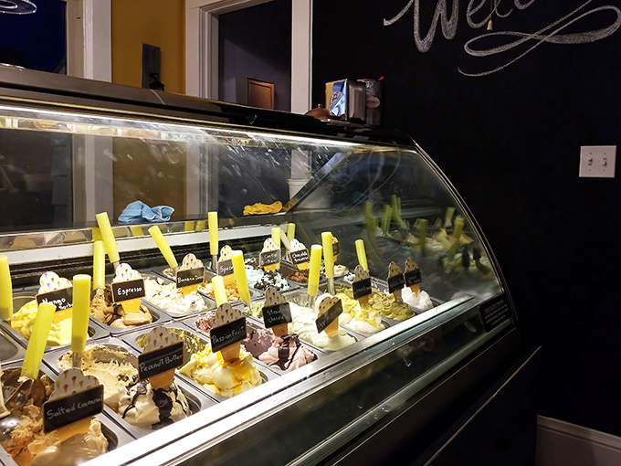 Life's sweetest dilemmas await in this dessert case. Each colorful treat beckons with promises of sugary bliss and temporary amnesia about calories.