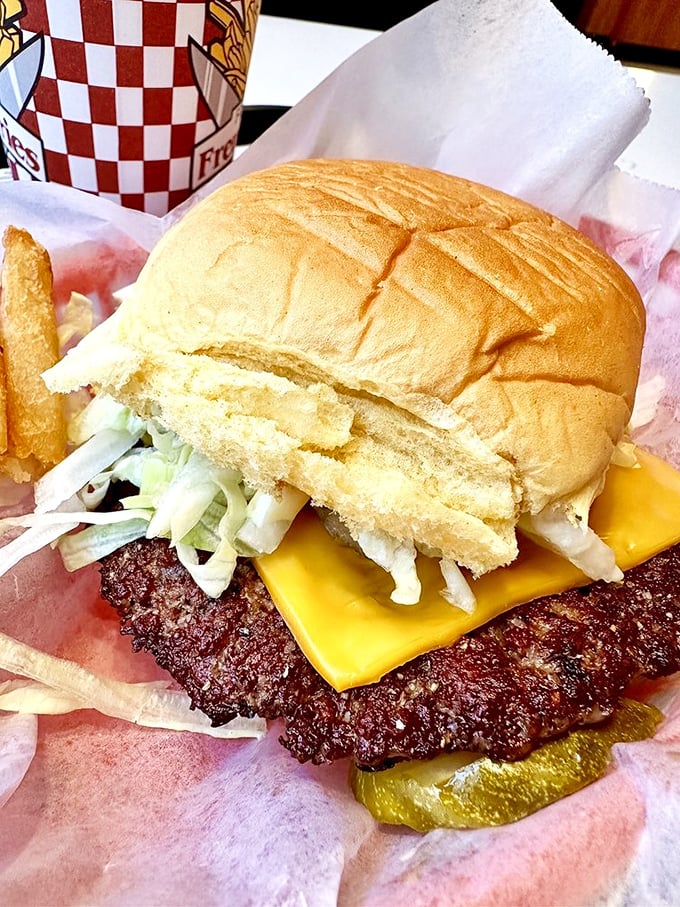 This isn't just a cheeseburger—it's a perfectly proportioned flavor bomb that makes fancy dining seem unnecessarily complicated.