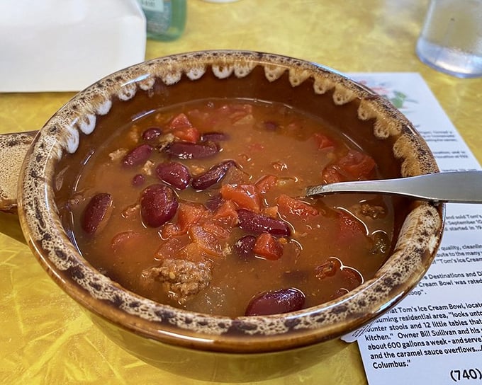 Not just any chili—this is a hearty Ohio hug in a bowl, where beans and beef have been simmering their way to friendship.