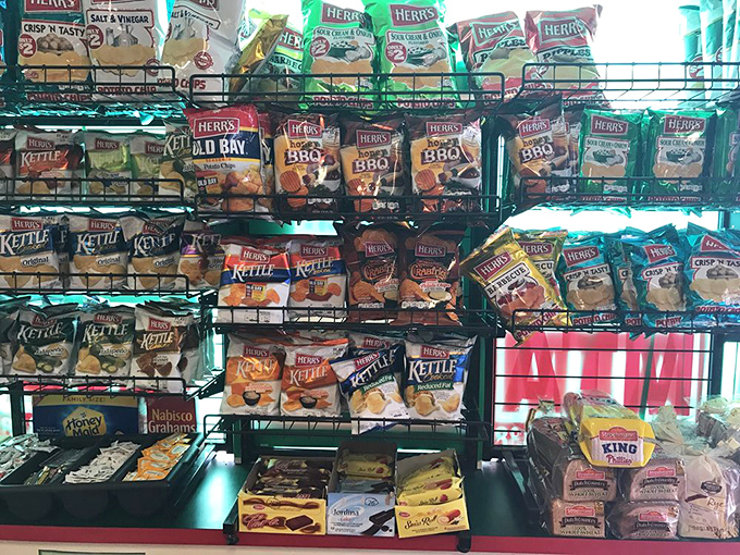 The chip selection rivals the Library of Congress for variety—because every great sandwich deserves the perfect crunchy sidekick.