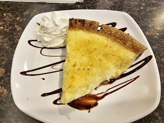 Coconut custard pie with chocolate drizzle – proof that sometimes the simplest desserts are the ones that make you close your eyes and sigh with contentment.