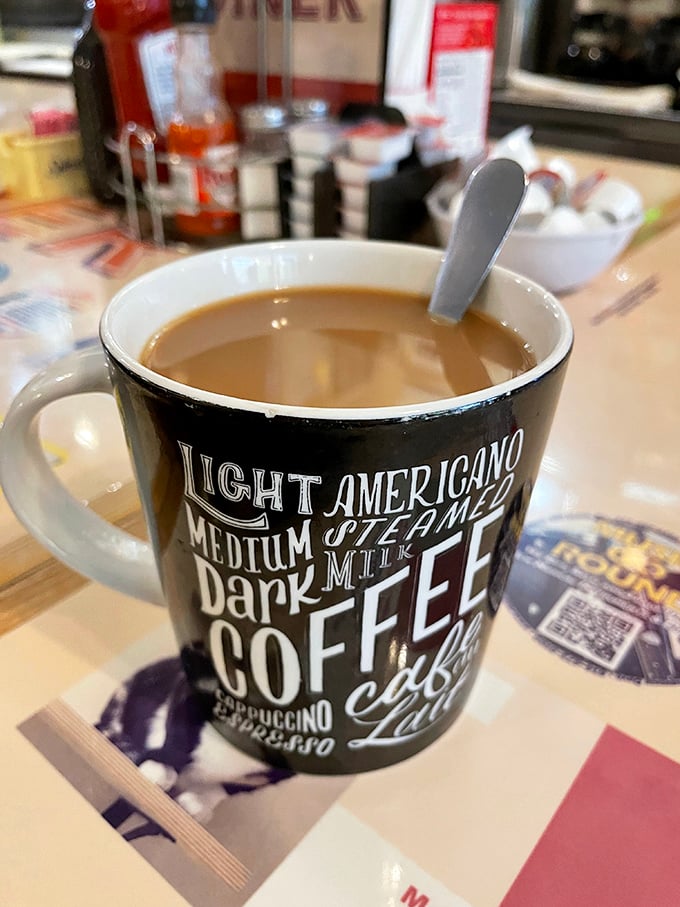 Coffee that tastes like coffee should taste – hot, honest, and endlessly refillable without breaking the bank.