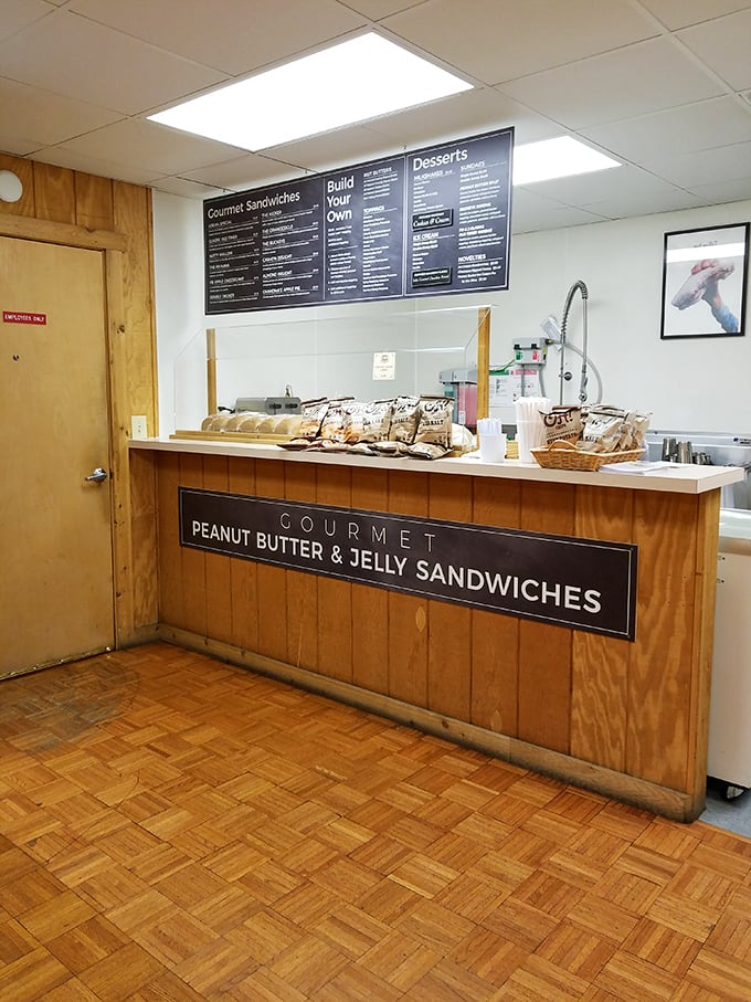 The sandwich counter—where peanut butter dreams come true. This humble wooden station has launched thousands of smile-inducing meals.