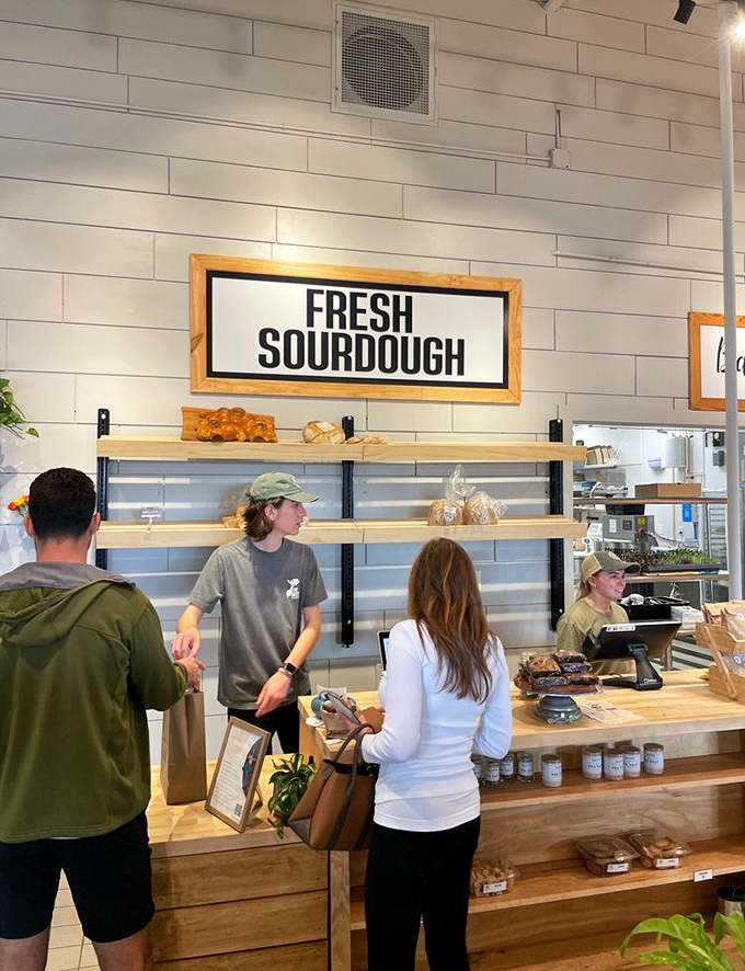 FRESH SOURDOUGH isn't just a sign—it's a promise that's kept daily by the flour-dusted magicians behind the counter.