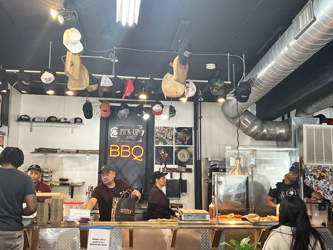 Where the magic happens—the counter where meat meets plate. Like watching artists at work, except the canvas is your lunch.