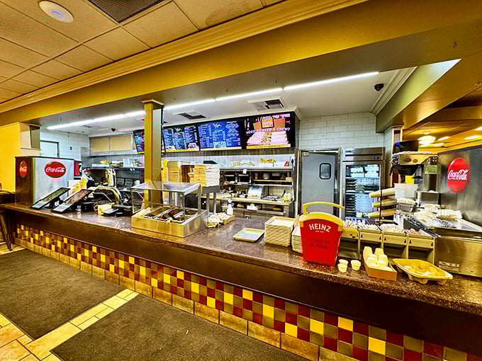 The counter where magic happens – a place of anticipation, where hungry patrons transform into happy customers with remarkable efficiency.