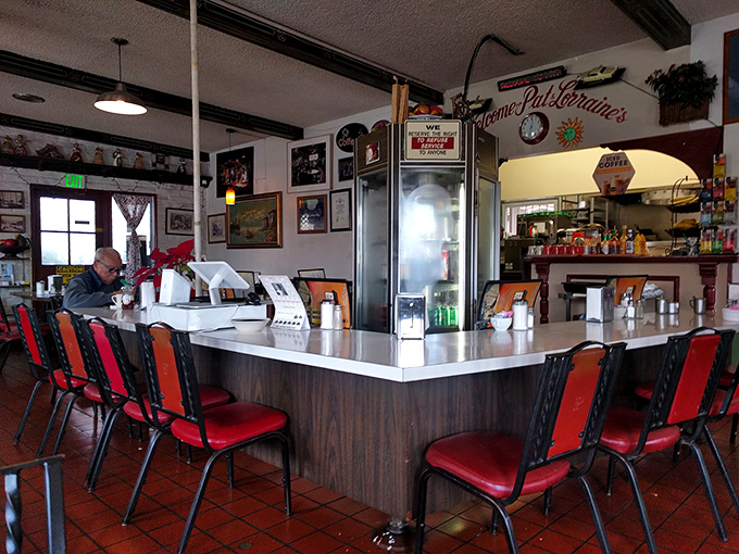 Counter seating offers front-row tickets to the breakfast show—where coffee refills appear like magic and regulars exchange neighborhood news.