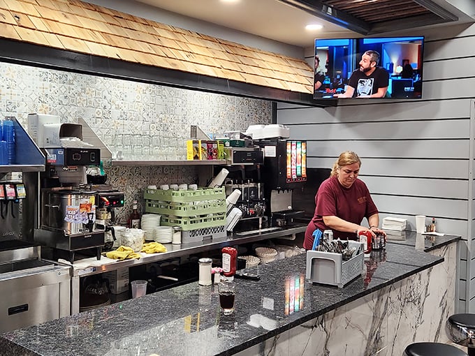 Where the magic happens—a well-orchestrated counter space where coffee flows freely and breakfast dreams come true before your eyes.
