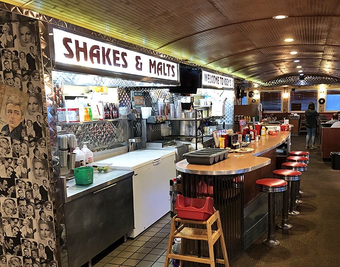 The counter where magic happens—"Shakes & Malts" isn't just a sign, it's a promise of happiness delivered through a straw.