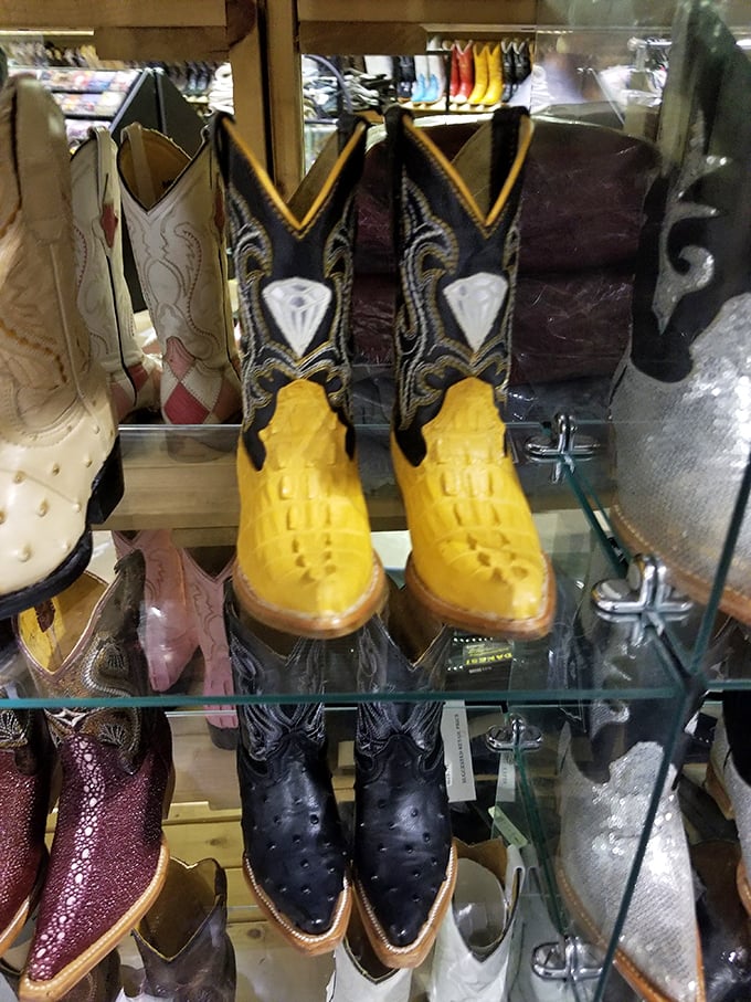 These yellow cowboy boots weren't made just for walking – they were made for turning heads and starting conversations wherever they roam.