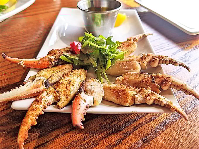 Crab claws arranged with surgical precision – nature's perfect finger food designed for those who believe eating should be interactive.