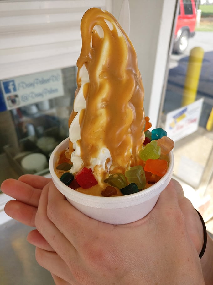 Gummy bears swimming in a sea of peanut butter and vanilla—a combination so wrong it somehow becomes absolutely right.