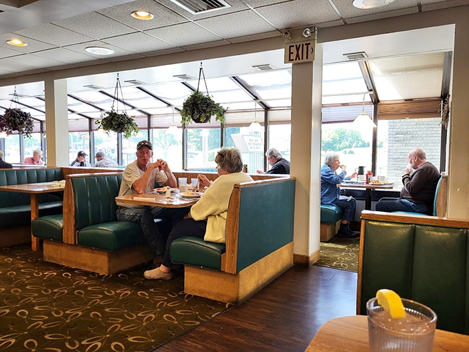 These cozy booths have witnessed countless conversations over coffee and pie—the true social network of small-town America.
