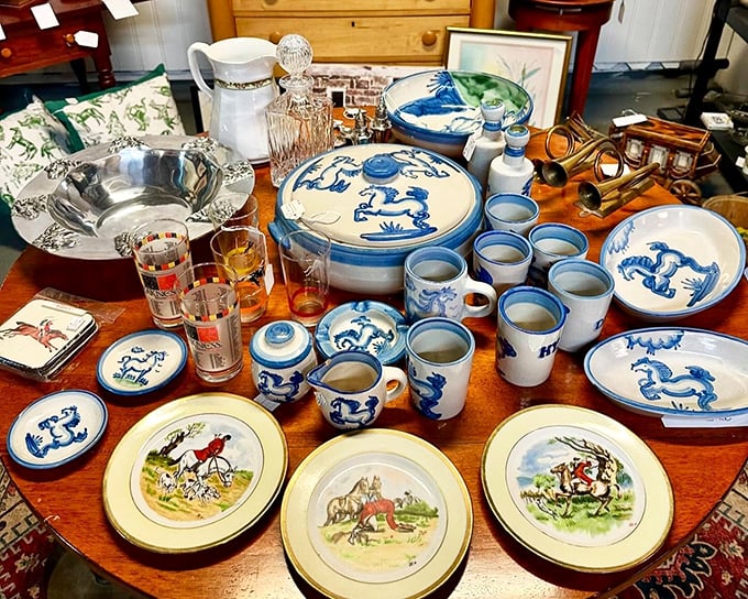 Blue and white porcelain that's survived decades of dinner parties now waits for your table – patterns that never go out of style.
