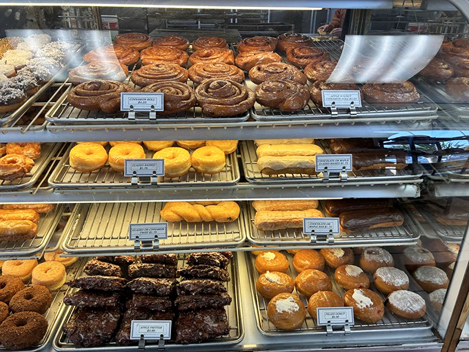 The display case—California's version of the Louvre. Each shelf a gallery of edible masterpieces waiting for their moment. 