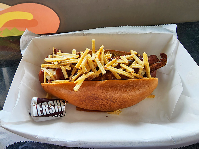 The Dolphin Dog doesn't just swim in flavor—it performs spectacular taste acrobatics with every bite. Miami pride on a bun!