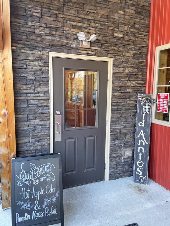 The entrance says it all—seasonal specials like "Hot Apple Cider & Pumpkin Mousse Parfait" hint at a kitchen that embraces the rhythms of Pennsylvania's seasons.