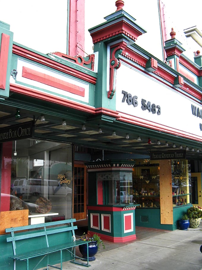 The Hart Theatre's candy-colored façade promises entertainment with a side of architectural delight.
