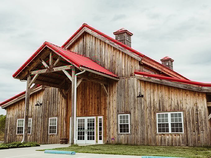 This rustic barn-inspired structure blends perfectly into Weston's agricultural landscape. Modern purpose meets traditional design in a celebration of Missouri's farming heritage.