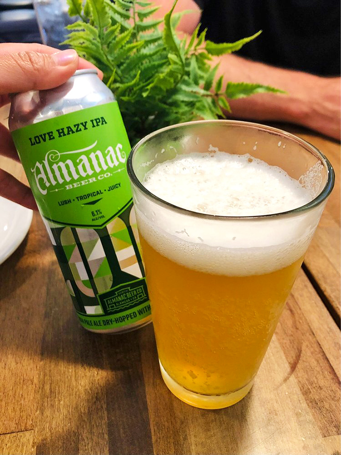 Nothing complements seafood like a crisp, hazy IPA from Almanac Brewing—liquid sunshine in a glass that cuts through richness perfectly.