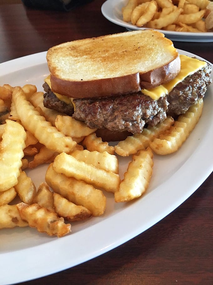 This isn't just a burger—it's the reason sweatpants were invented. Toast instead of a bun? Genius move, Jimmy. Genius.