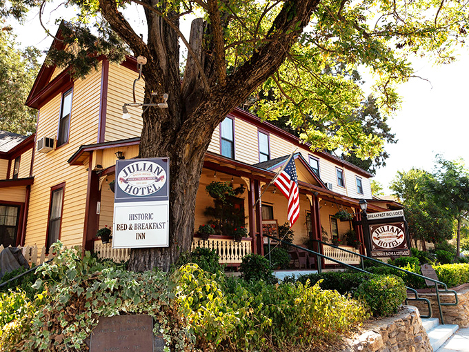 The Julian Gold Rush Hotel offers Victorian charm without Victorian plumbing—thankfully, indoor bathrooms have been added since 1890.
