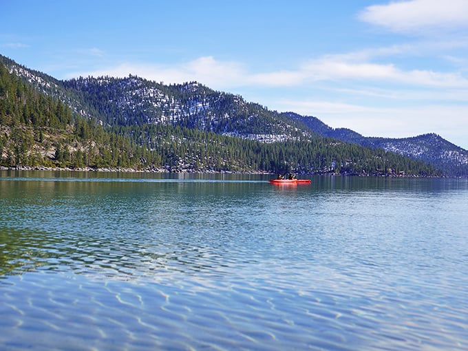 Solo kayaking in Emerald Bay—where social distancing was appealing long before it was required. Serenity comes standard with every paddle stroke.