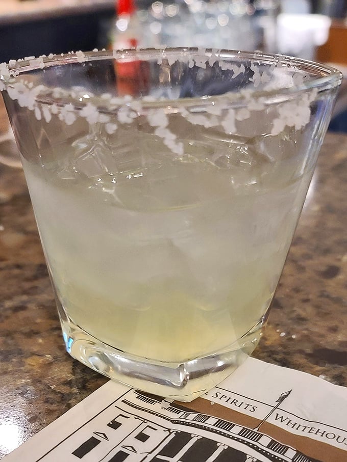 A margarita with the perfect salt rim – like the beach vacation you've been promising yourself, delivered in glassware instead of plane tickets.