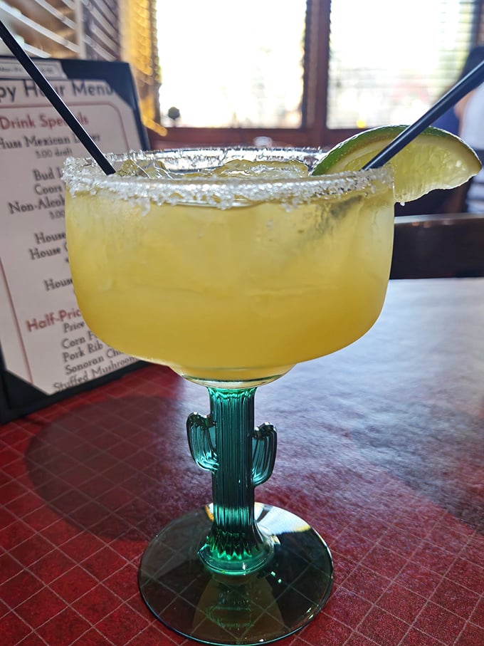 The margarita arrives in a cactus-stemmed glass—because in Arizona, even your cocktail should dress for the occasion.