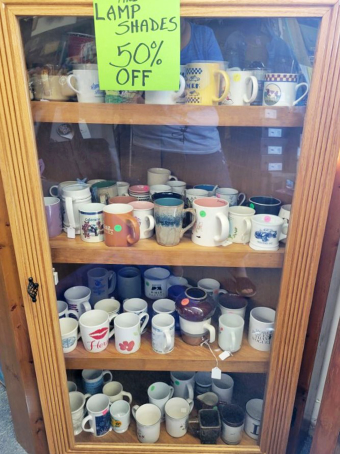 Mug collection that tells the story of American road trips, corporate giveaways, and vacation souvenirs. Coffee tastes better with character.