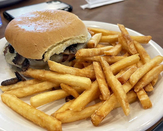 This mushroom burger doesn't need fancy aioli or artisanal buns to impress—it lets the fundamentals of good cooking do the talking.
