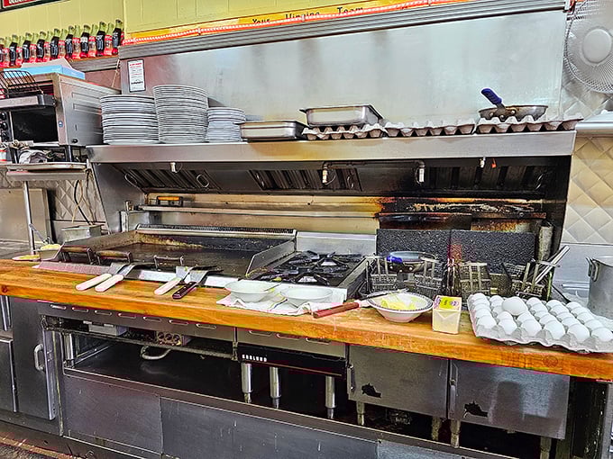 The open kitchen concept lets you witness breakfast artistry in real-time – no secrets here.